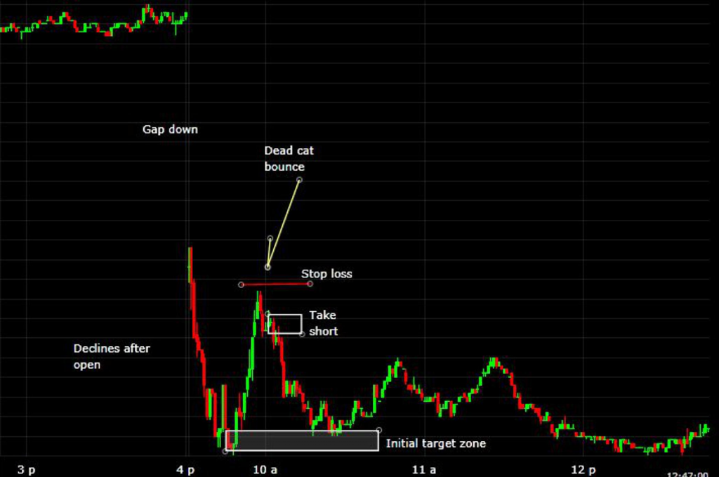 What constitutes a dead cat bounce in the trading activity.